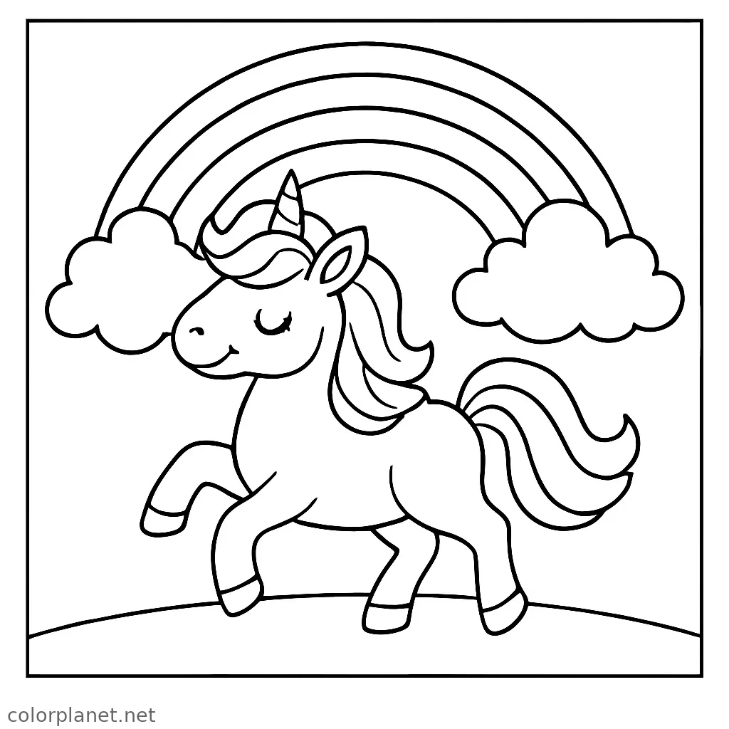 Rainbow Unicorn Coloring Page – Free Printable for Kids - ColorPlanet