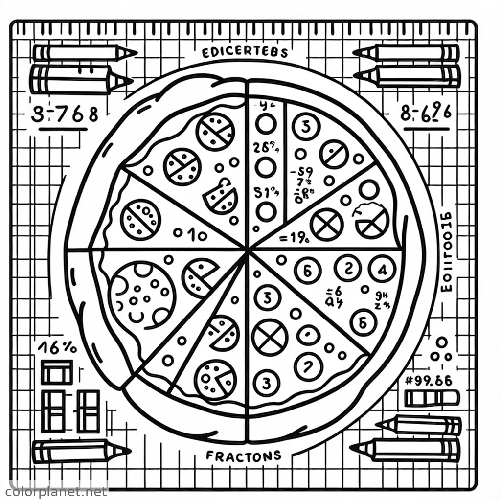 Fraction Pizza Pie Chart Coloring Page - ColorPlanet